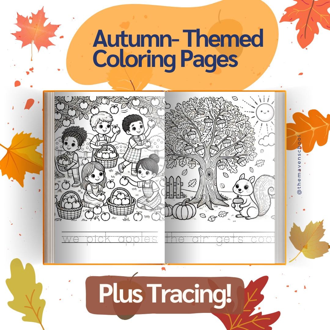 Fun & Diverse Autumn Coloring Pages for Kids | Harvest, Apple Picking ...