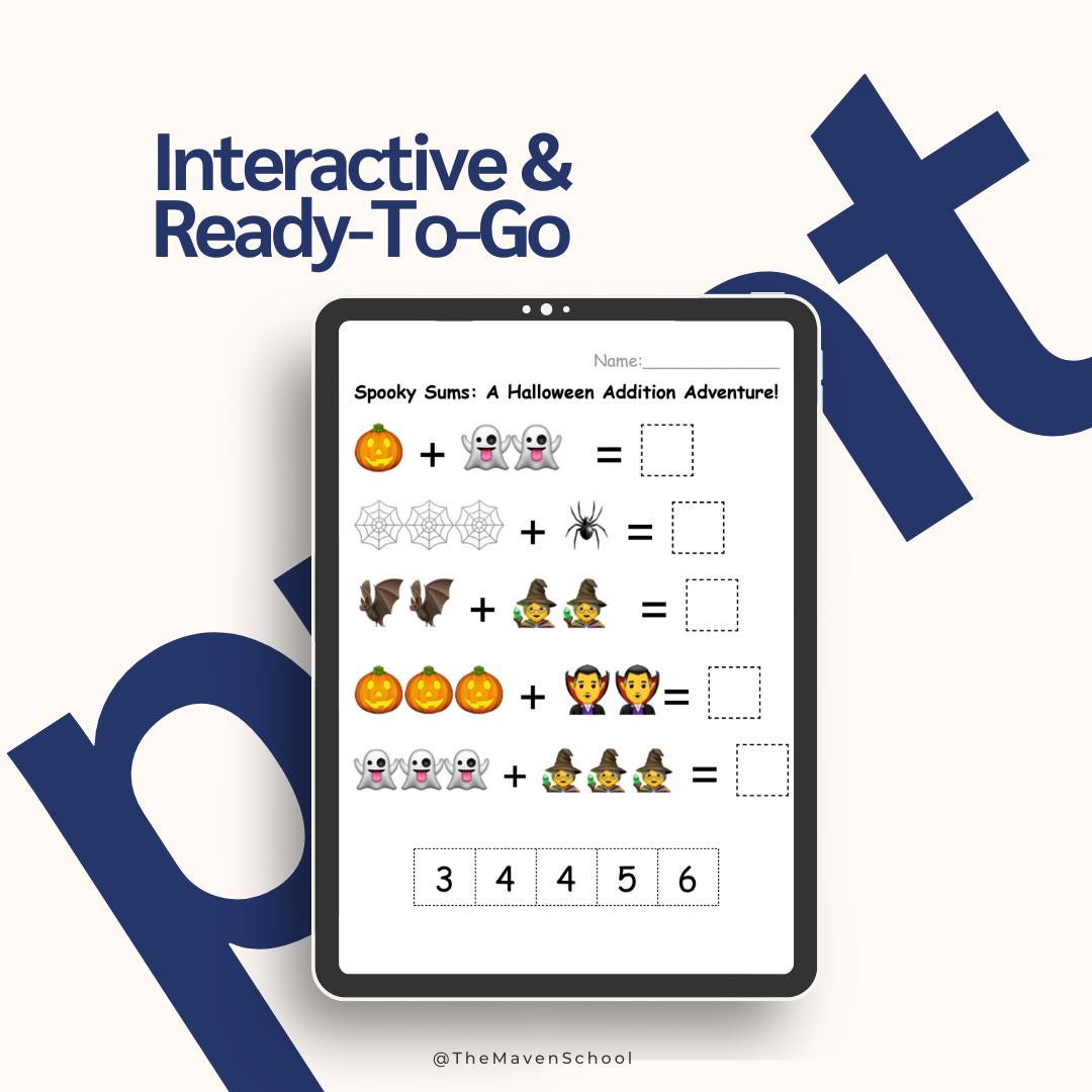 Halloween-themed Addition Worksheet for Kids | Spooky Math Practice for ...