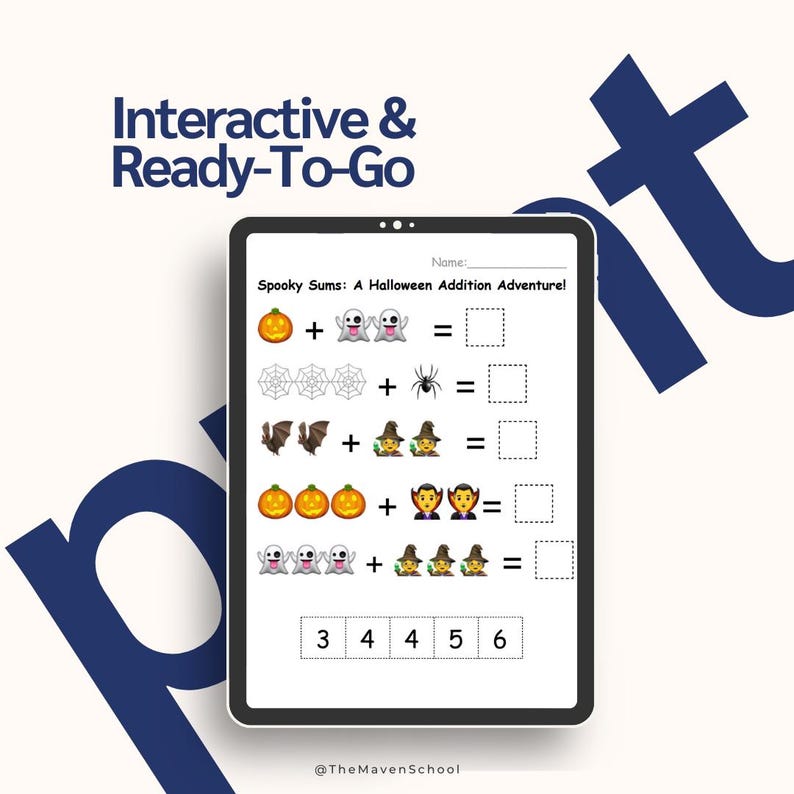 Hoja de trabajo de suma con temática de Halloween para niños / Práctica ...