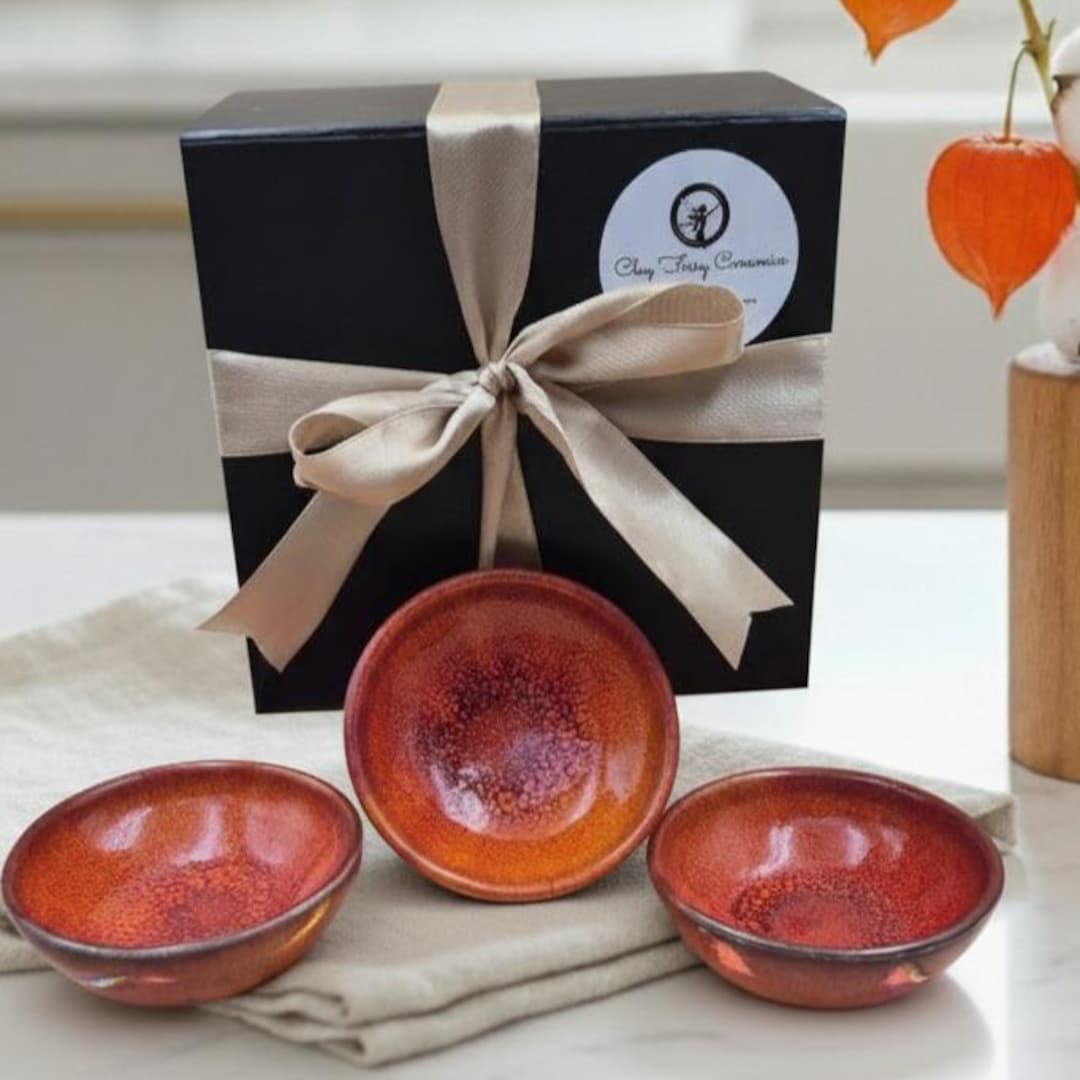 Autumn Gift Set, 3 Small Glazed Trinket Dishes With Gift Box - Etsy