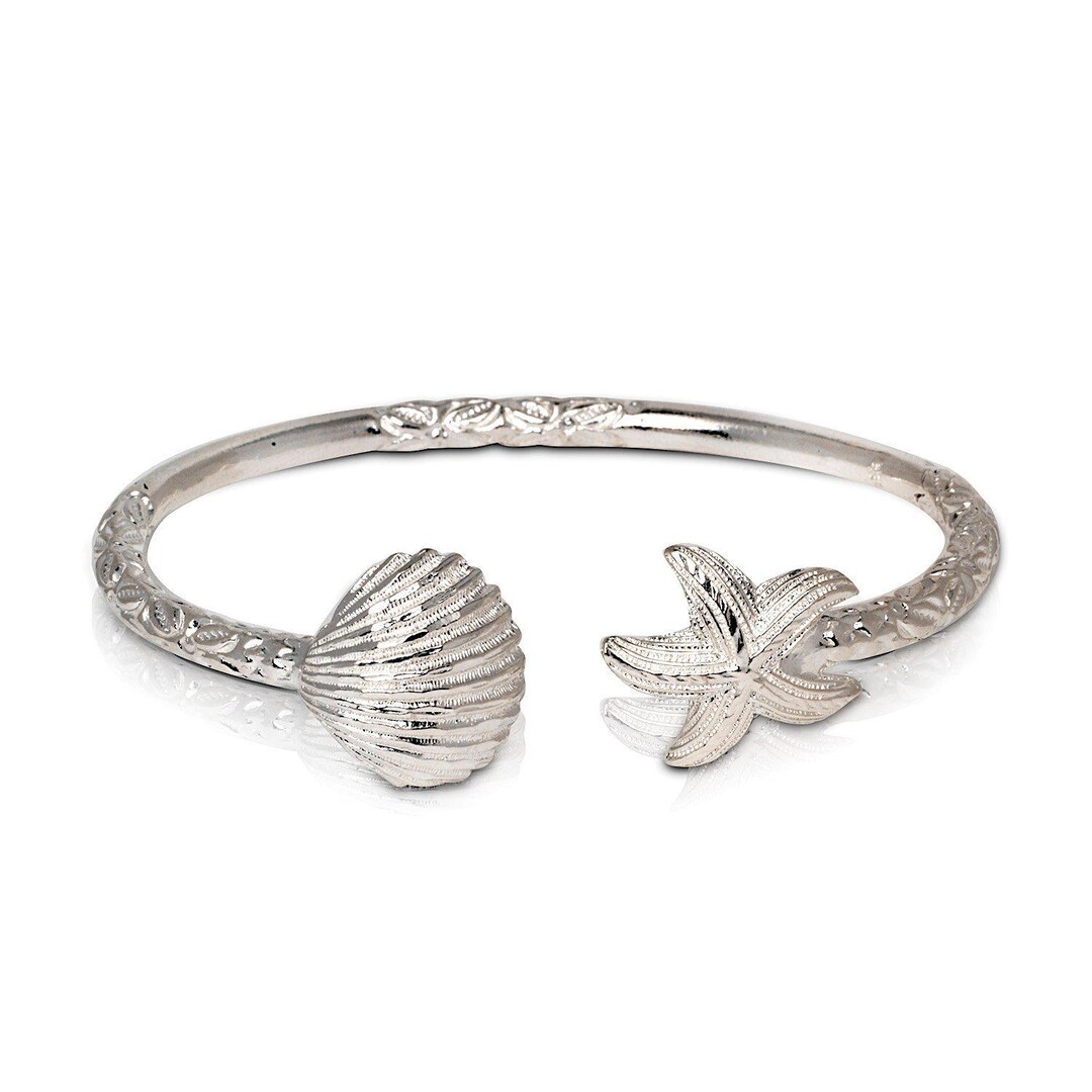 Summer Dream .925 Sterling Silver West Indian Bangle Bracelet, Scallop ...