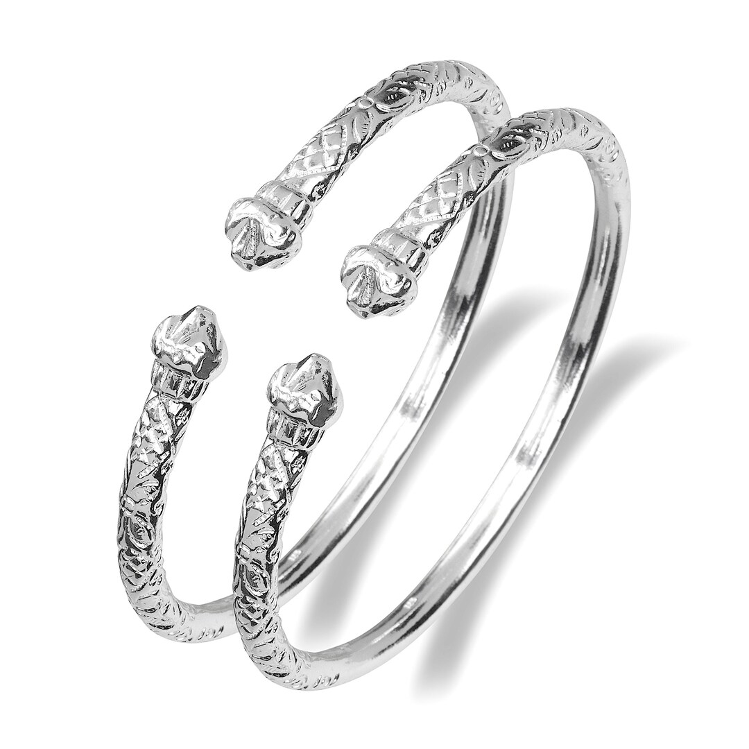 Solid .925 Sterling Silver West Indian Bangle With Fancy Pointed Ends ...