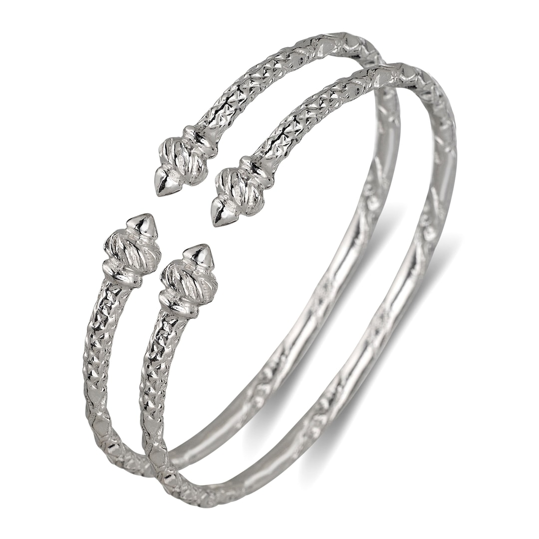 Torch Ends Taj Mahal .925 Sterling Silver West Indian Bangle Caribbean ...