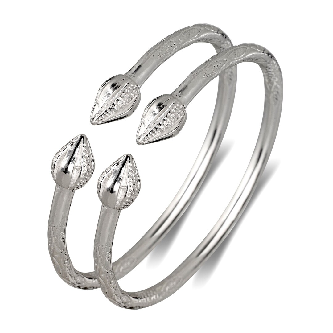 Solid .925 Silver Cuff Bracelet Bangle Caribbean Large Cocoa Pods ...