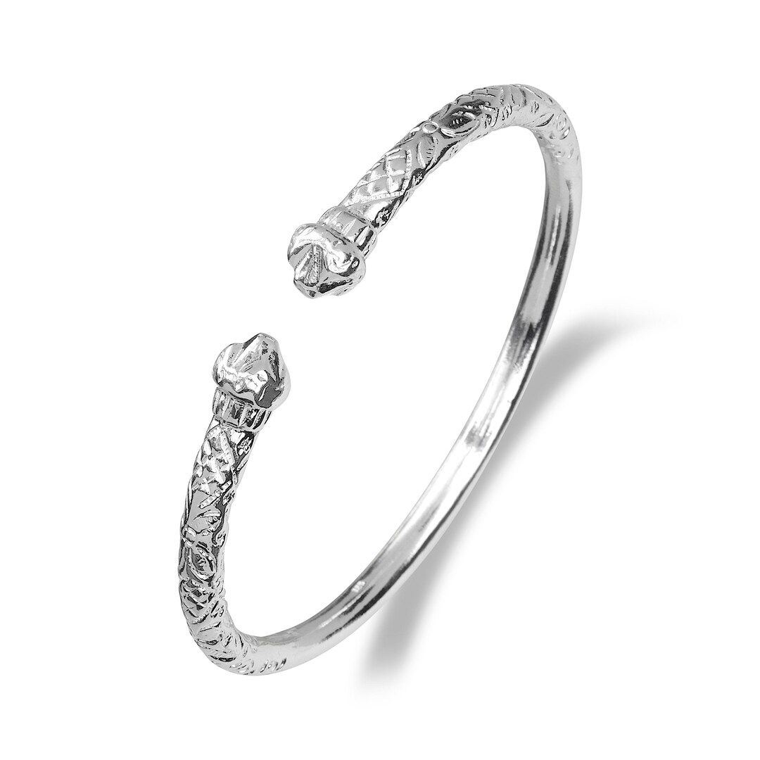 Solid .925 Sterling Silver West Indian Bangle With Fancy Pointed Ends ...