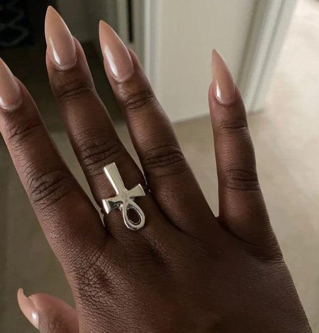 Egyptian Ankh Cross Solid .925 Sterling Silver Ring, Egyptian Key of ...