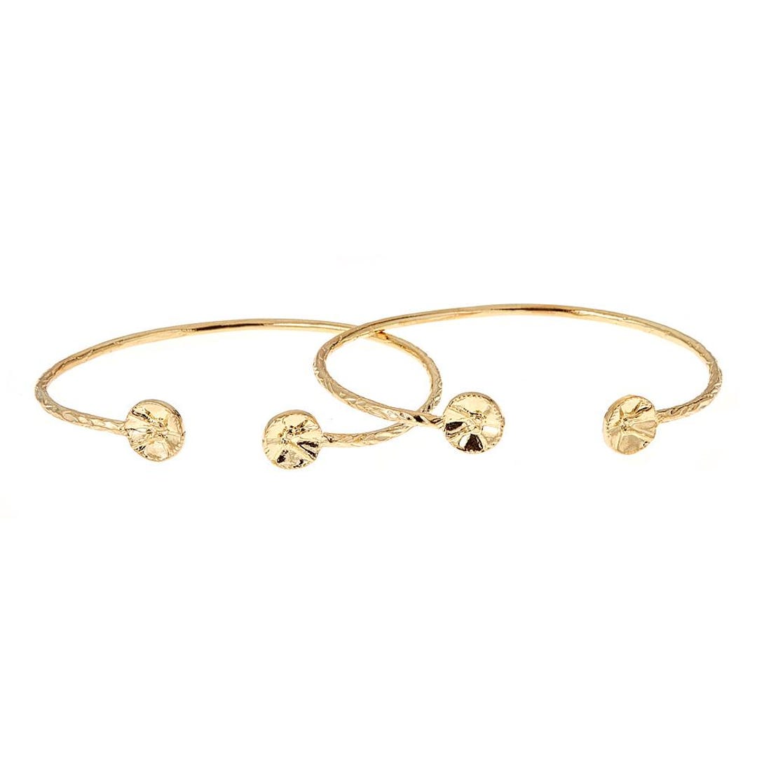 14k Gold Plated West Indian Bangles With Drum Ends, 925 Sterling Silver ...