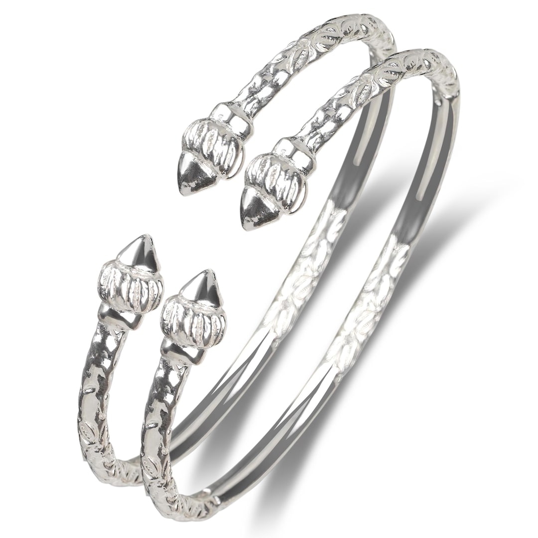 Silver Cuff Bracelet Bangle Carribean Taj Mahal Ridged Arrow .925 ...