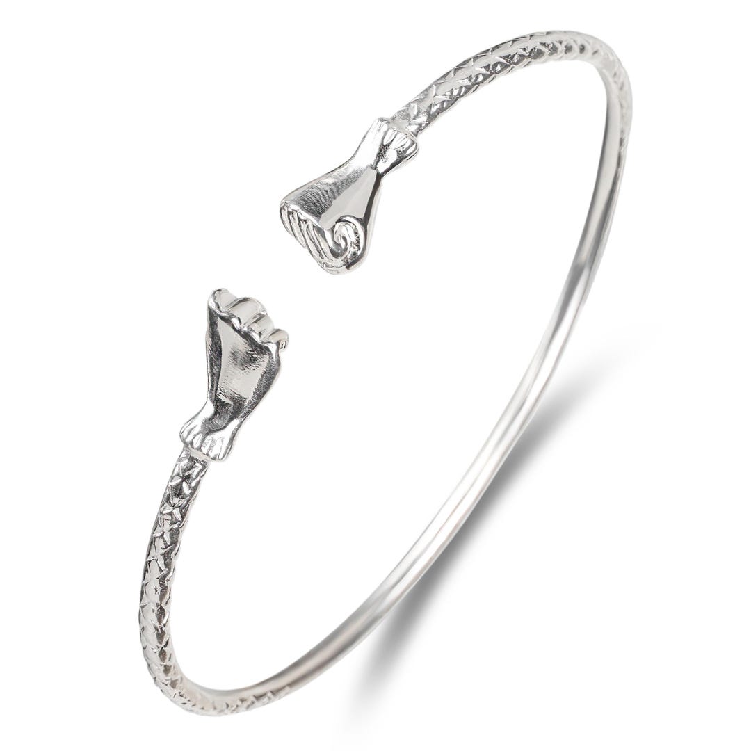 Fist .925 Sterling Silver West Indian Bangle, Caribbean Style Cuff ...