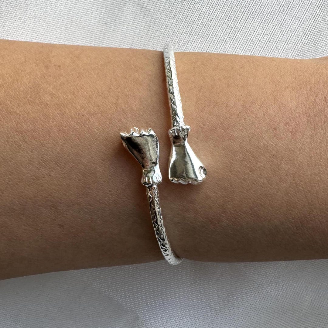 Fist .925 Sterling Silver West Indian Bangle, Caribbean Style Cuff ...