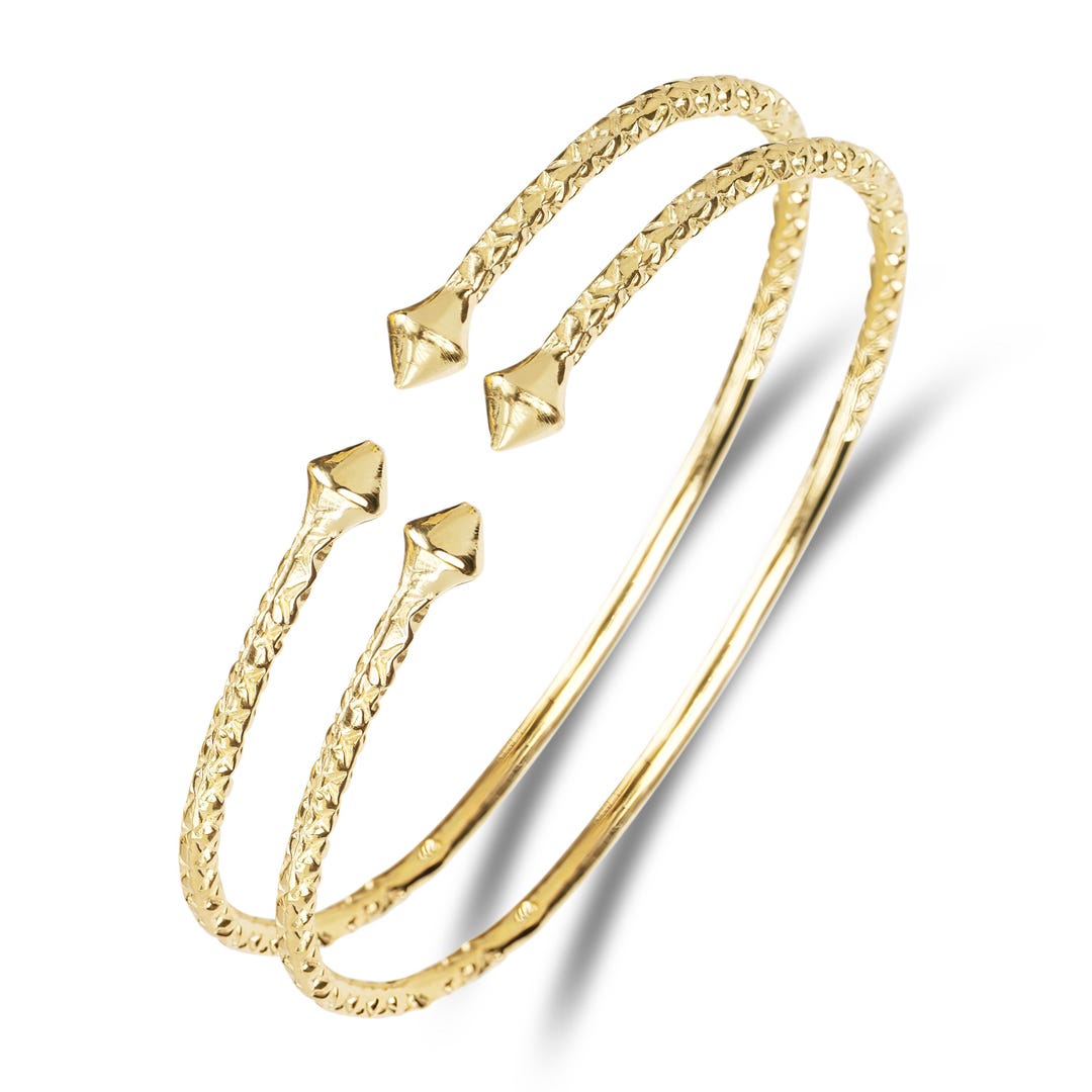 Smooth Pyramid Ends 14k Gold Plated on .925 Sterling Thin Silver West ...