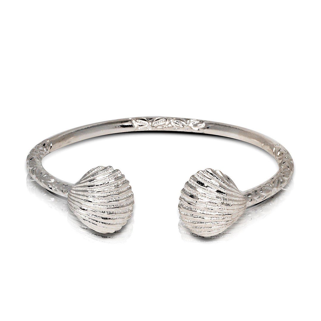 Scallop Shell .925 Sterling Silver West Indian Bangle Bracelet, Sea ...