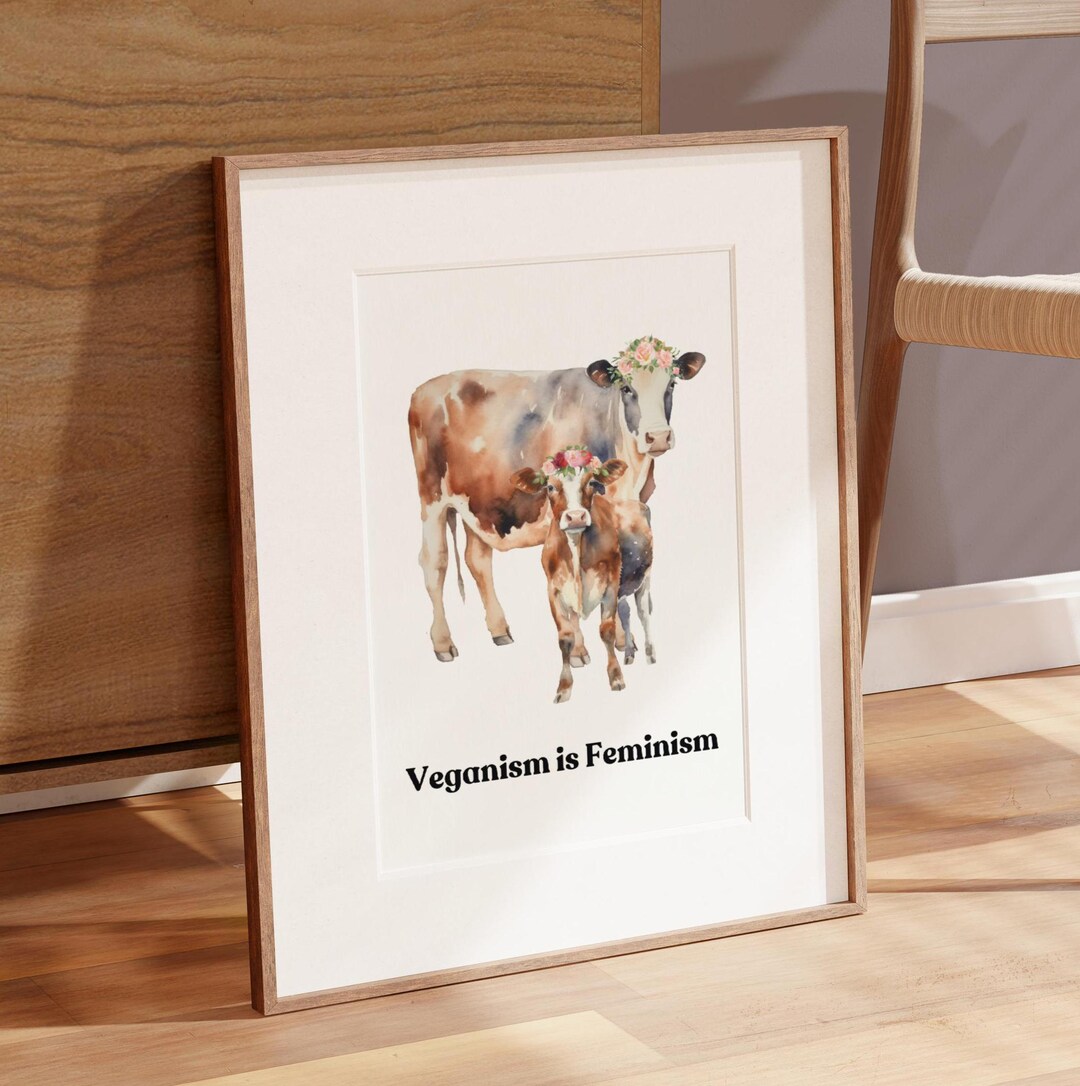 Printable Vegan Feminist Quote Print Plant Based Poster Aesthetic Cow ...