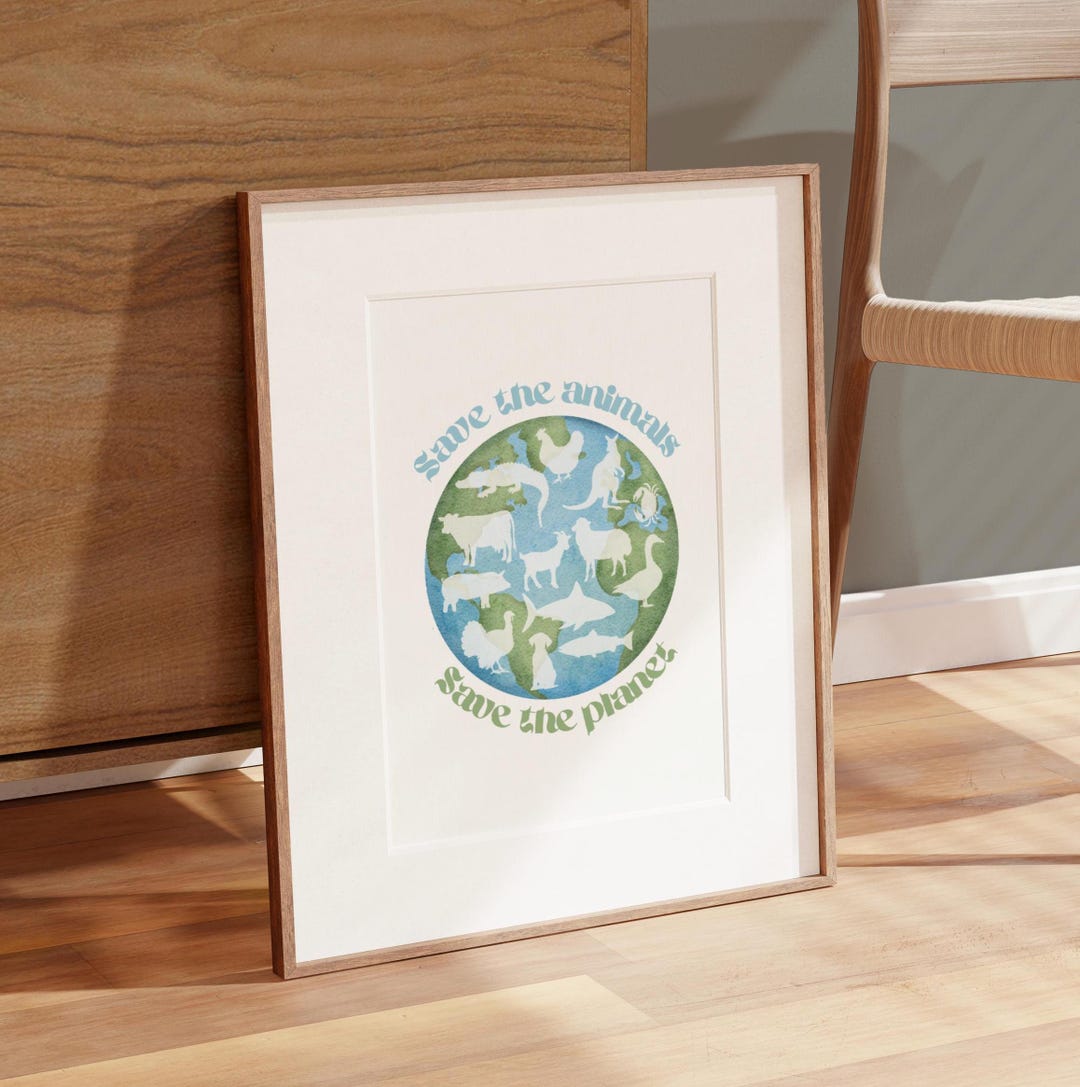 Save the Animals Save the Planet Vegetarian Vegan Quote Print Plant ...