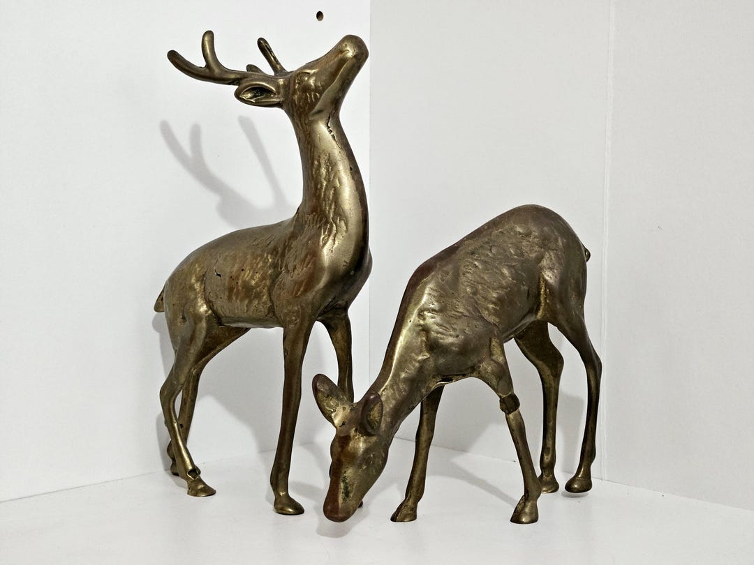 Vintage Brass Deer Figurines – Mid-century Modern Hollywood Regency ...
