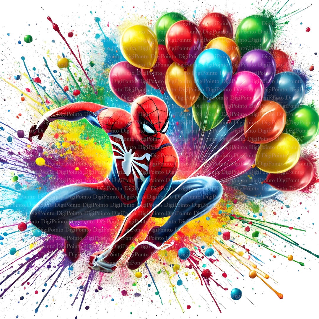 Spidey With Balloons Clipart, Digital Download, Jpgs Files, Instant ...