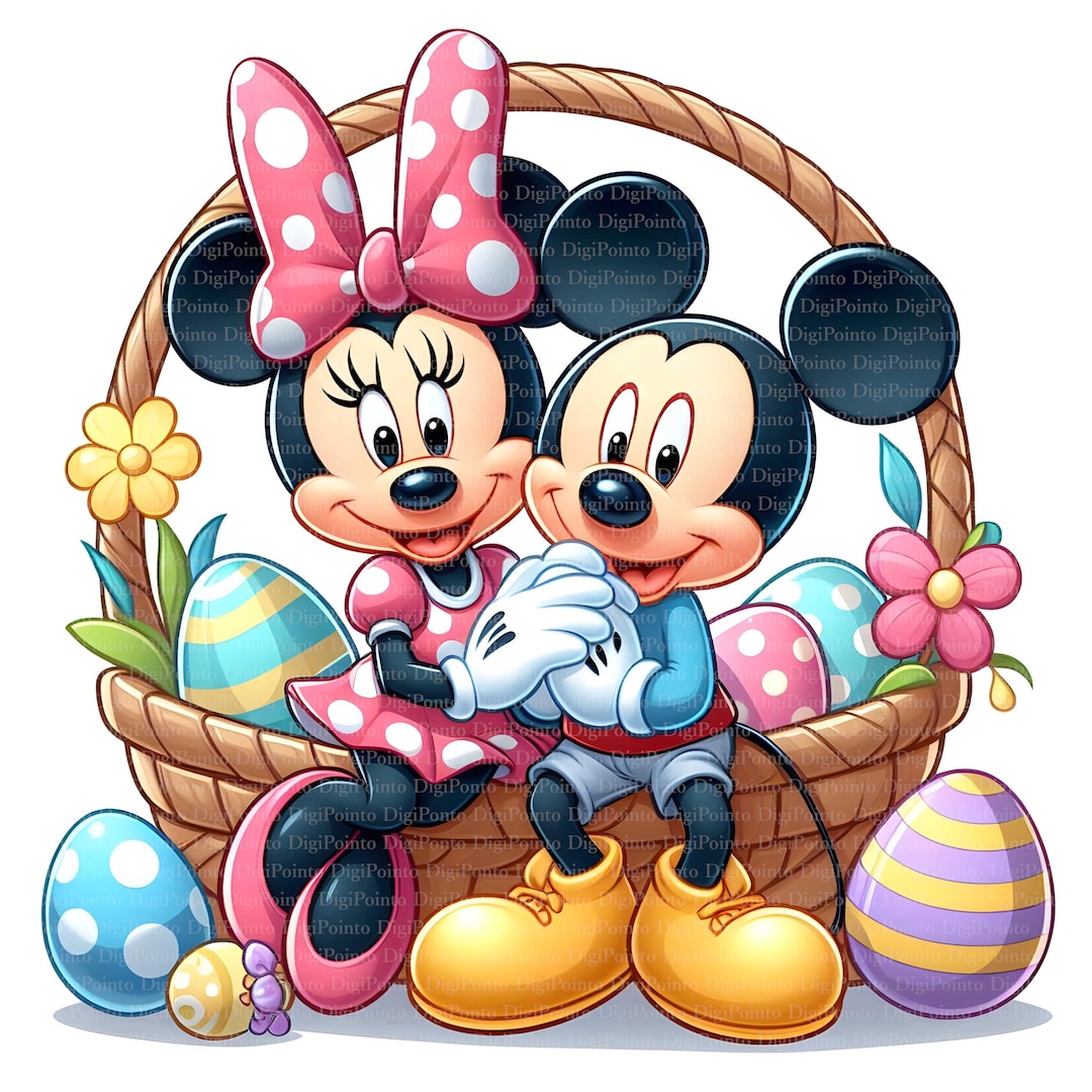 5 Mickey & Minnie Mouse Celebrating Easter Clipart, Digital Download ...