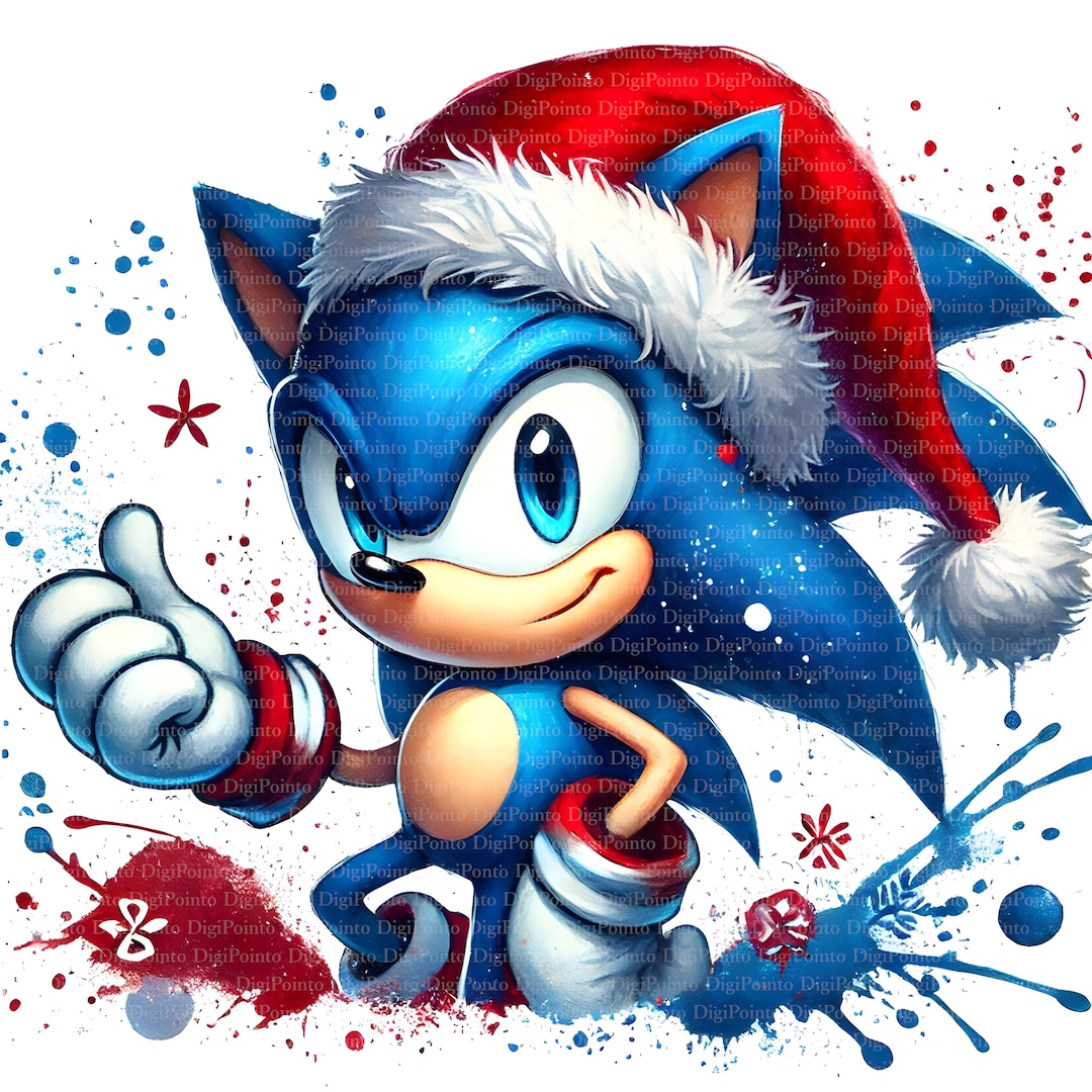 Sonic With Santa Hat Clipart, Digital Download, Jpgs Files, Instant ...