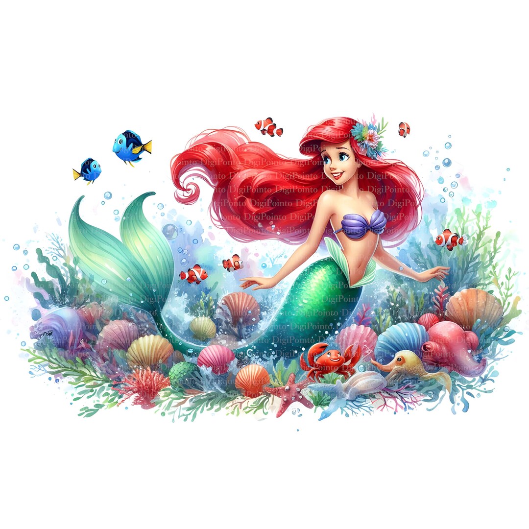 Ariel Coral Reef Clipart, Digital Download, Jpgs Files, Instant ...