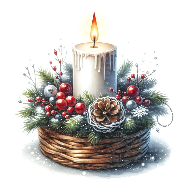 7 Advent Candle Christmas Clipart, Digital Download, Jpgs Files ...
