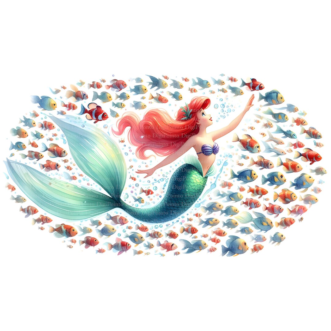 Arielle die kleine Meerjungfrau Clipart, Digitaler Download, JPGs ...