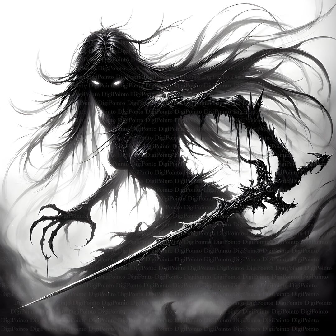 6 Dark Figure Horror Creature Clipart, Digital Download, Jpgs Files ...