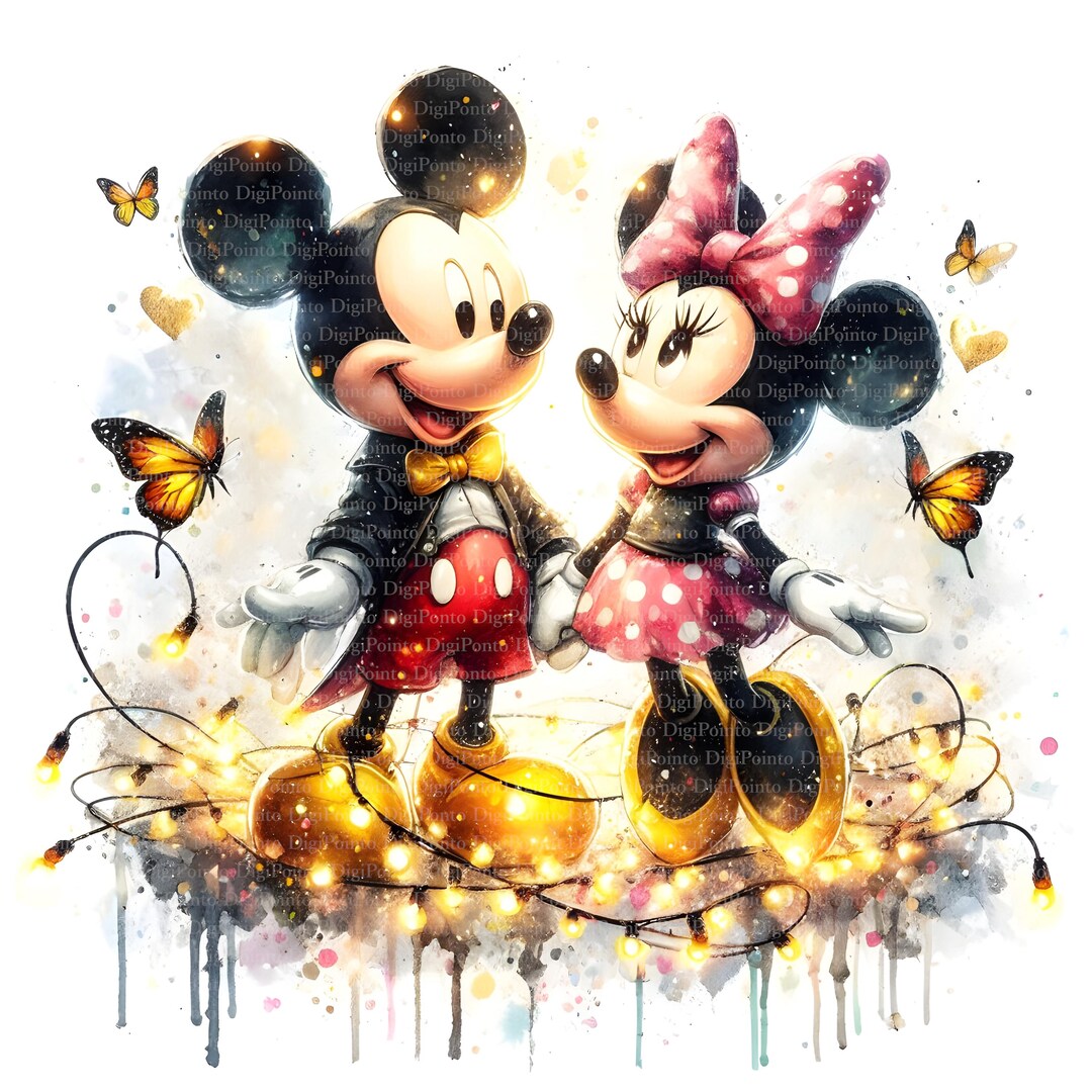 Mickey & Minnie Mouse Fairy Lights Clipart, Digital Download, Jpgs ...