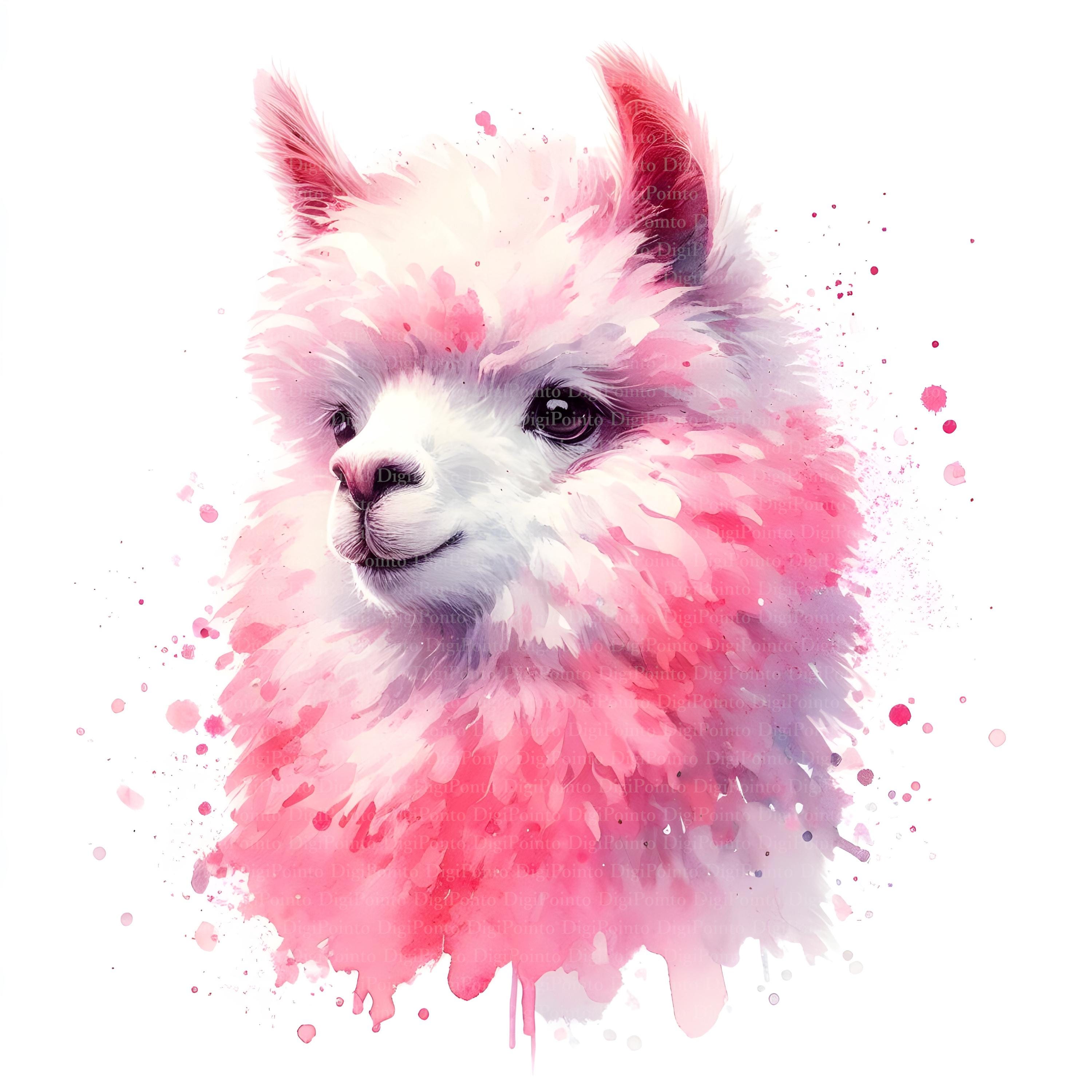 12 Fluffy Pink Llama Clipart, Digital Download, Jpgs Files, Instant ...