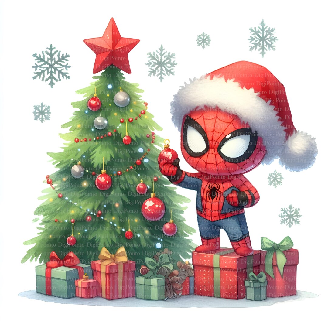 Spidey Christmas Tree Clipart, Digital Download, Jpgs Files, Instant ...
