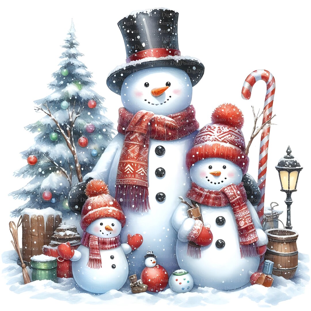 3 Snowman Family Clipart, Digital Download, Jpgs Files, Instant ...