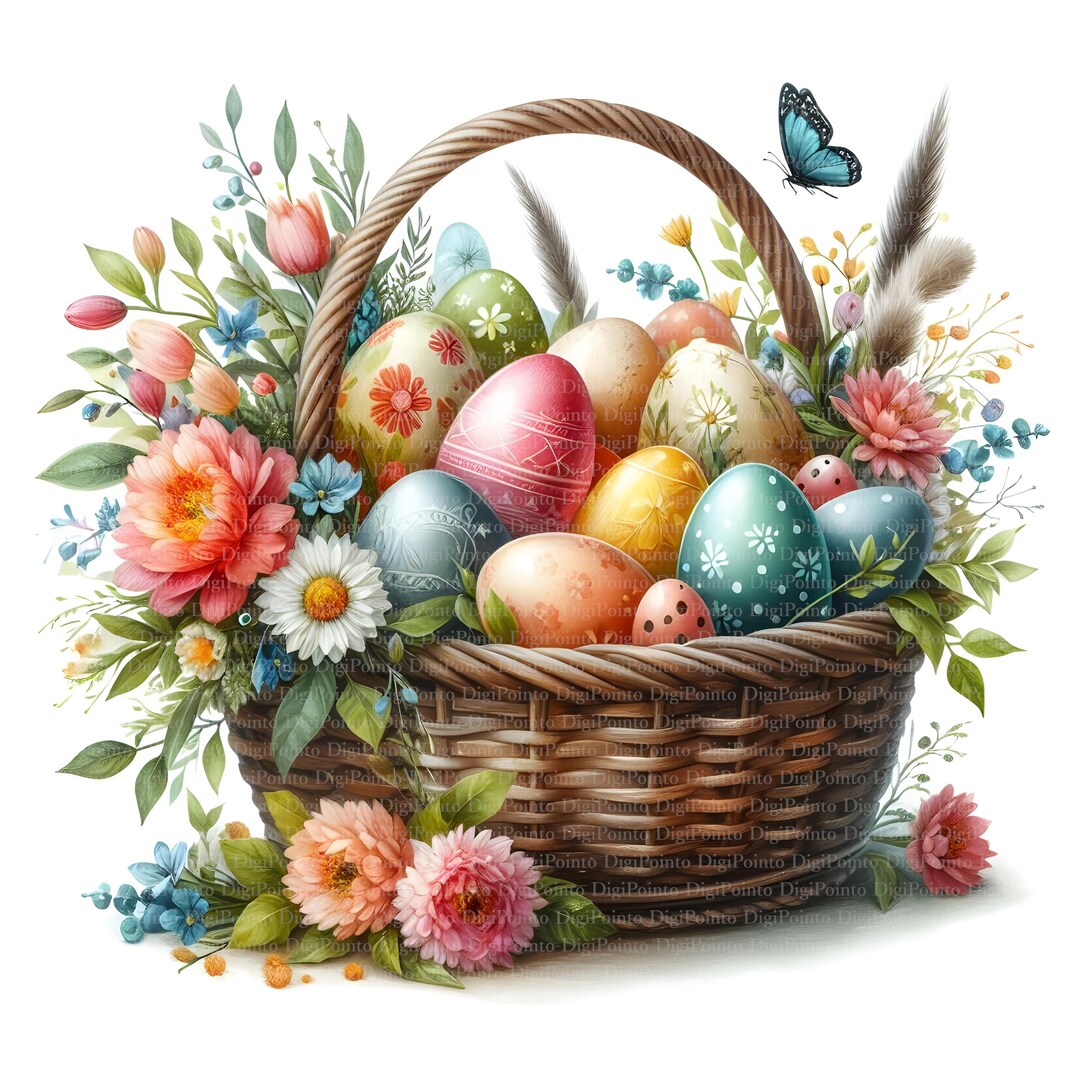 5 Easter Basket Clipart, Digital Download, Jpgs Files, Instant Download ...