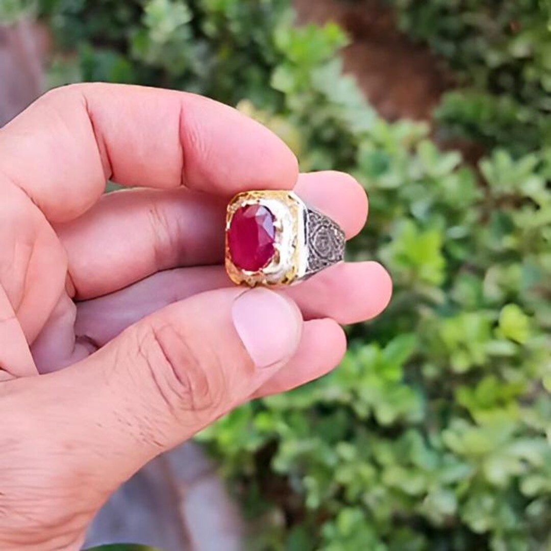 African Blood Red Ruby Ring Original Ruby Sterling Silver 925 Ring for ...