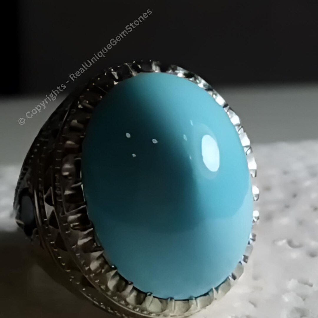 Original Feroza Turquoise Mens Ring Natural 925 Sterling Silver Feroza ...