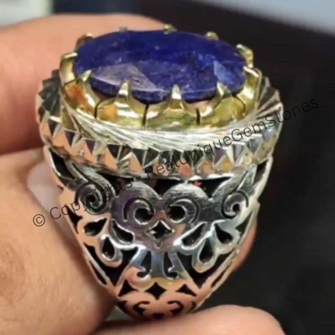 Natural Ceylon Sapphire Neelum Ring in 925 Sterling Silver Precious ...