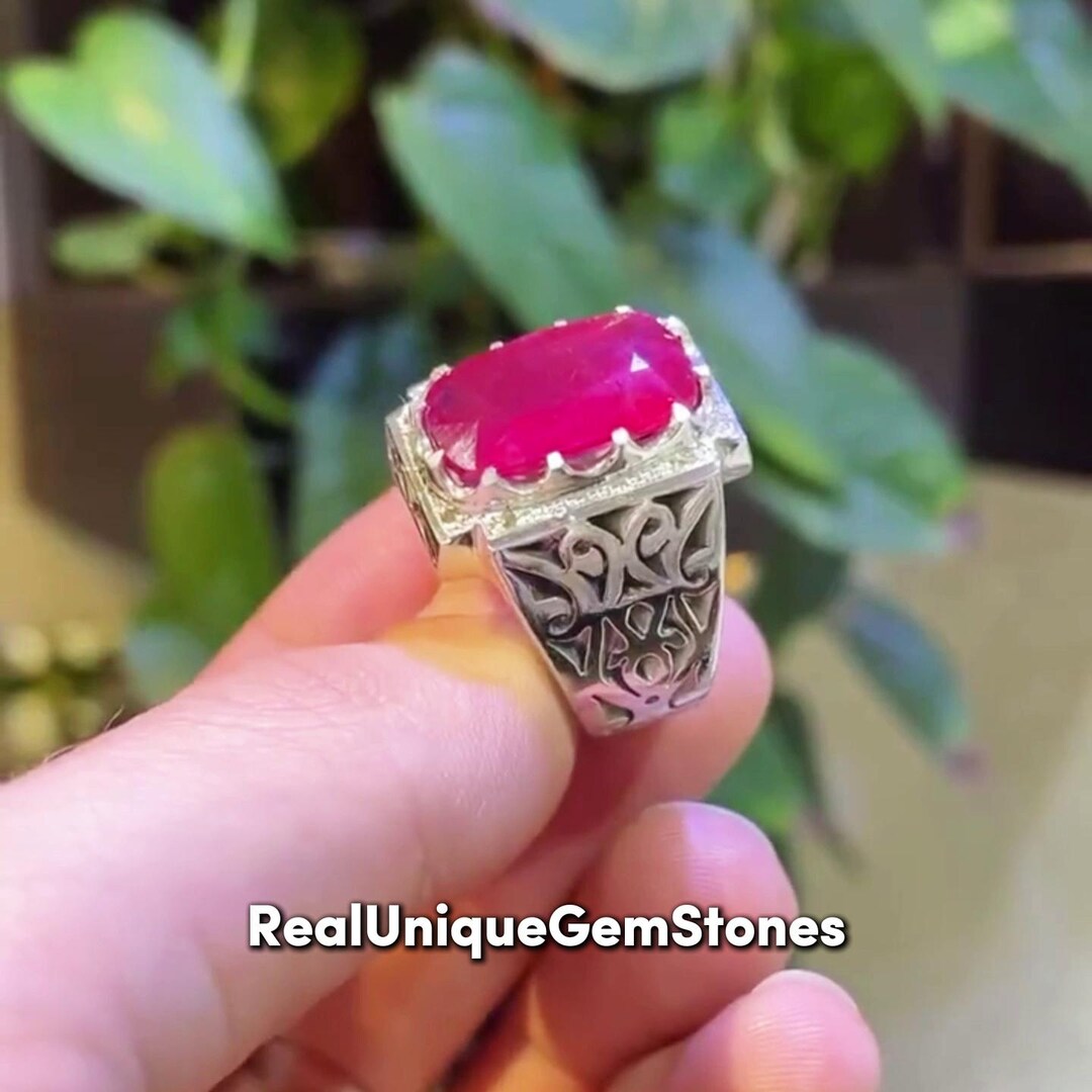 Genuine Mens Red Ruby Ring Genuine Ruby Ring With Sterling Silver 925 ...
