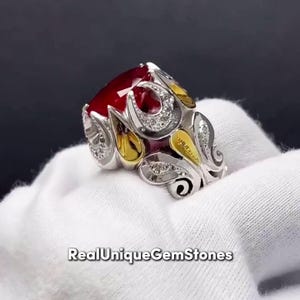 Real Mens Red Ruby Gemstone Ring Beautiful Yaqoot Ruby Ring in Sterling ...
