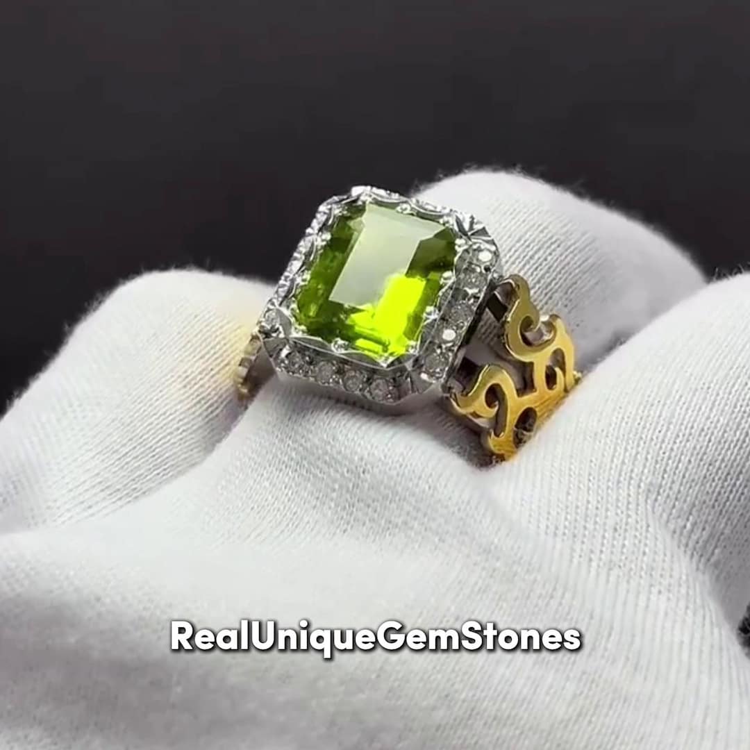 Original Green Peridot Mens Ring Handcrafted 925 Sterling Silver ...