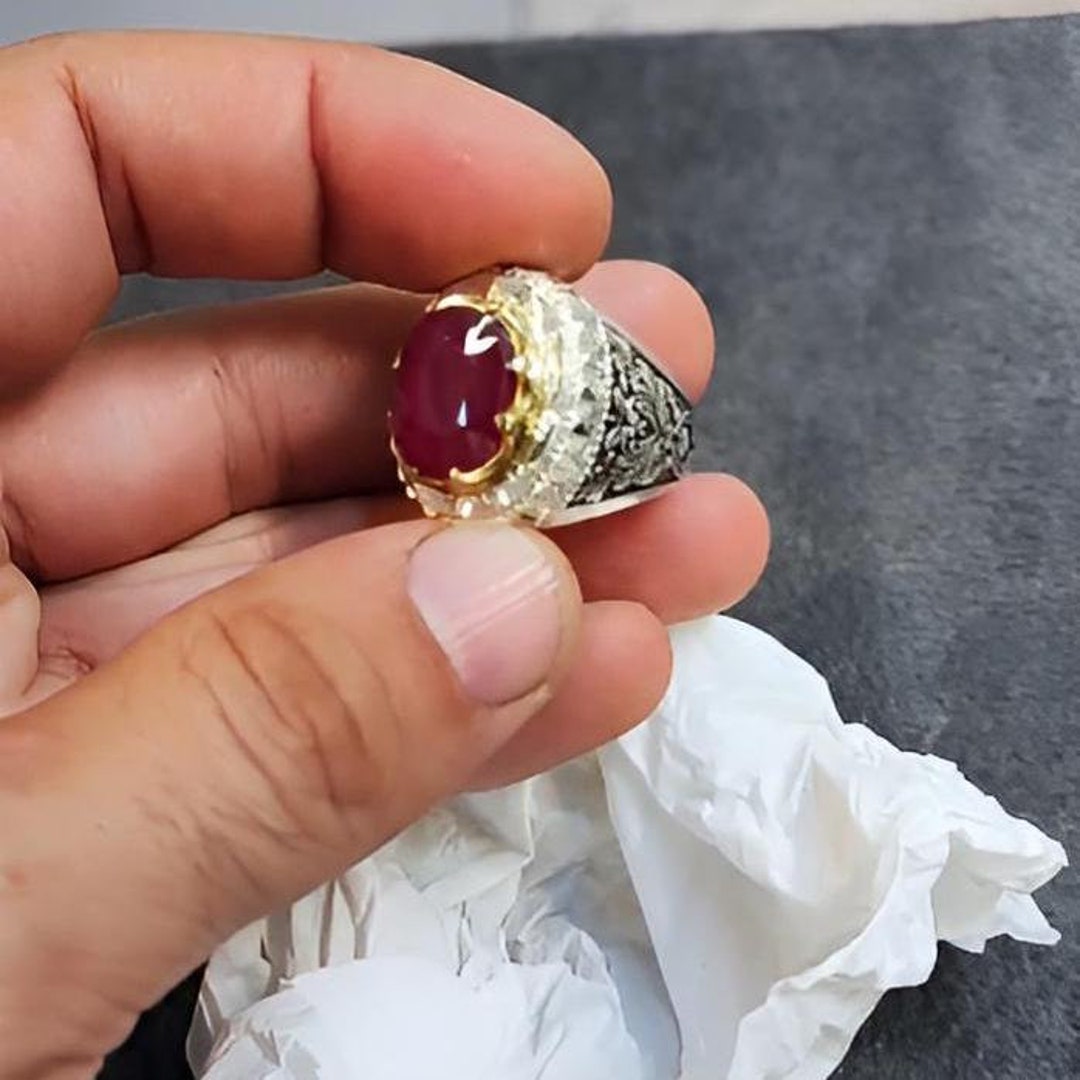 Pure Afghani Ruby Gemstone Ring Sterling Silver 925 Top Quality Natural Ruby Ring Unheated ...