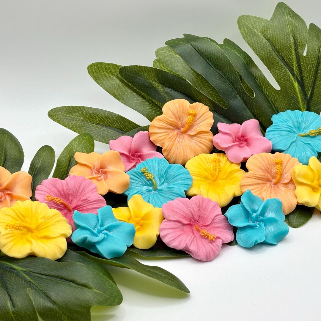 Tropical Flower Sugarpaste Cake Topper. Edible Fondant Flowers Mixed ...
