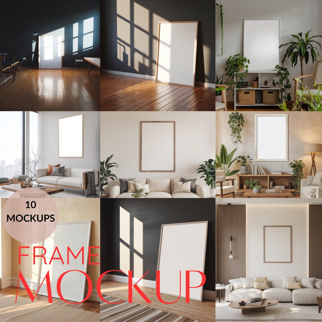 10 Minimal Wall Frame Portrait Mockups, Customisable Wall Frame Mockups ...