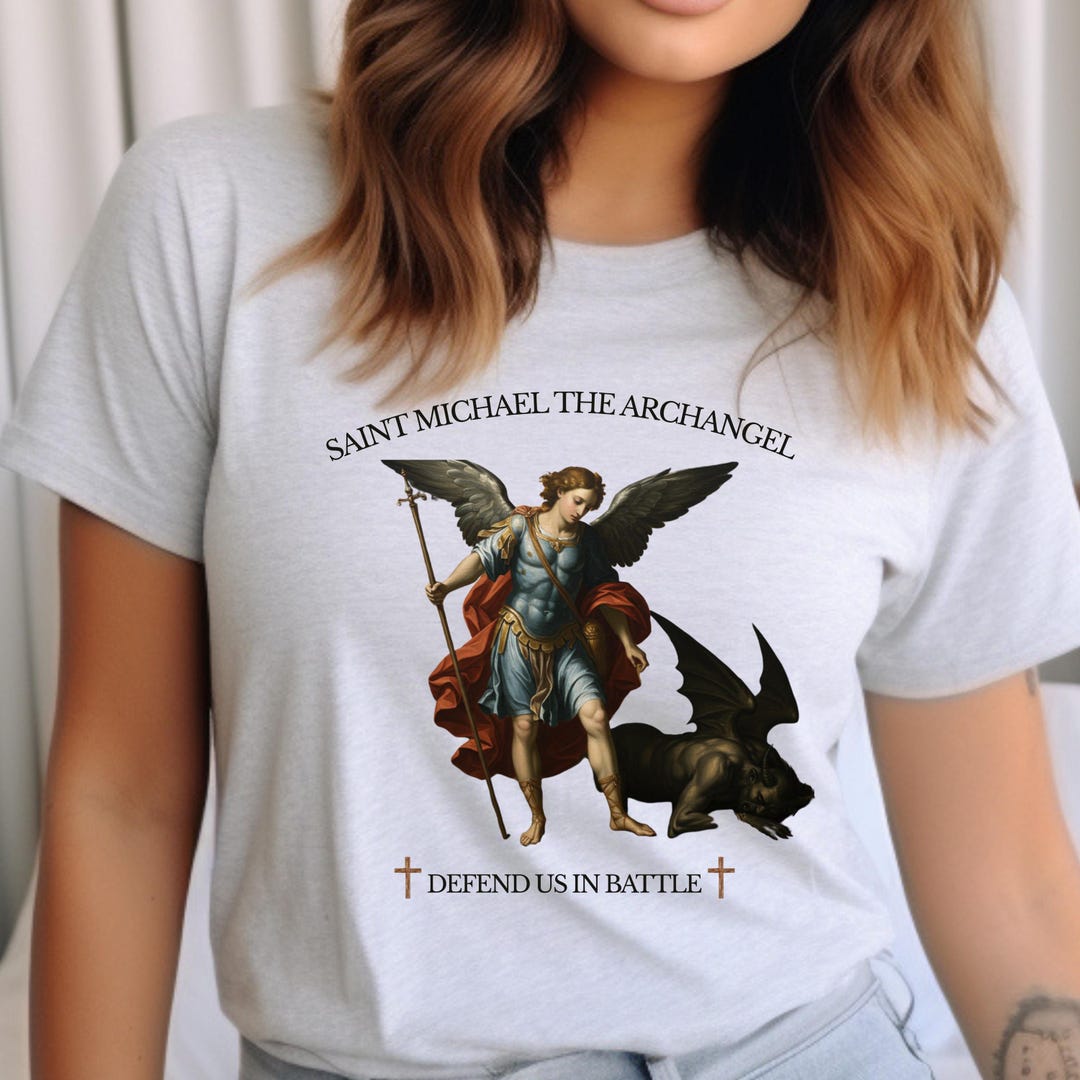 Adult Saint Michael the Archangel T Shirt, Saint Michael Prayer ...
