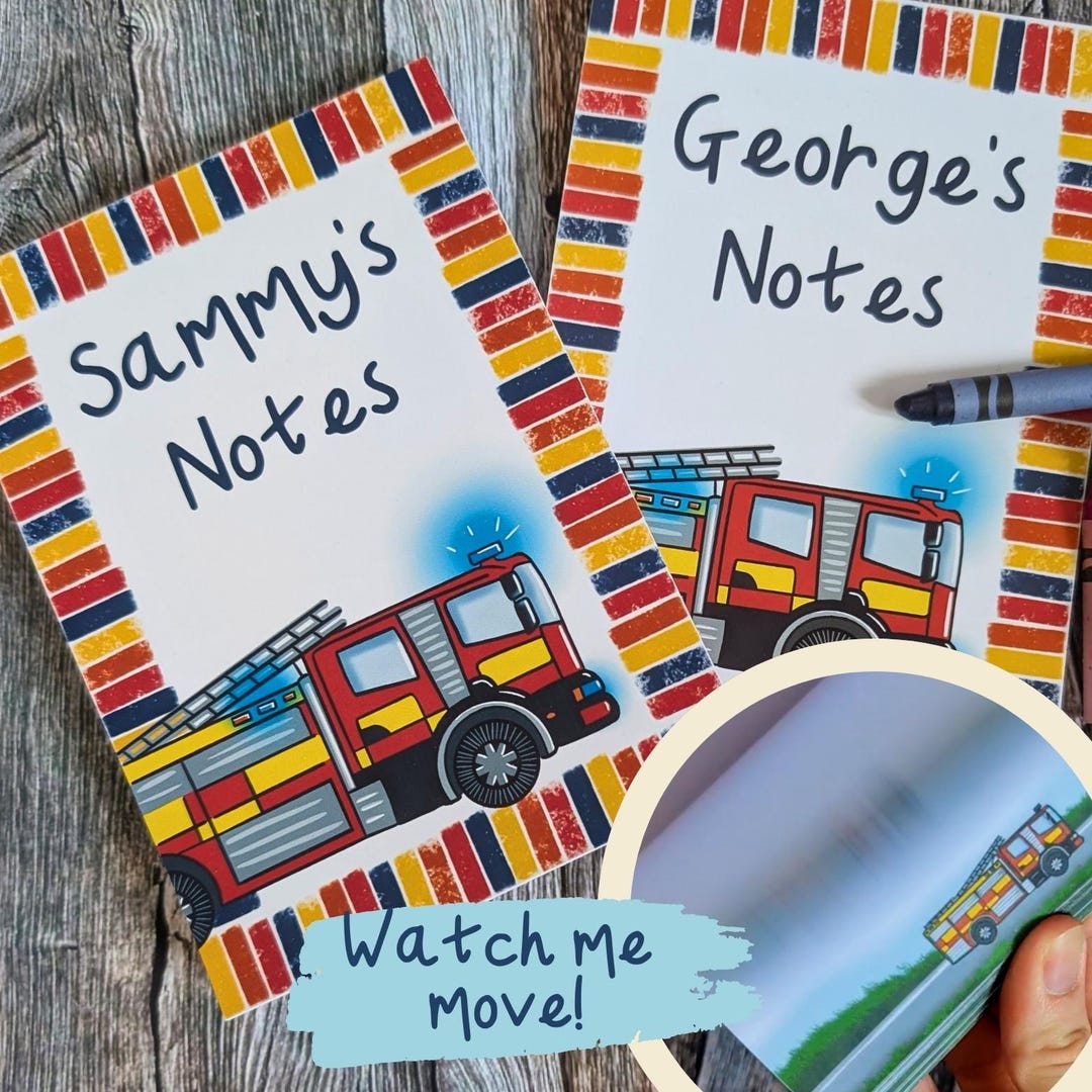 Personalised Fire Engine Flip Book: Kids' Creative Drawing Pad - Etsy