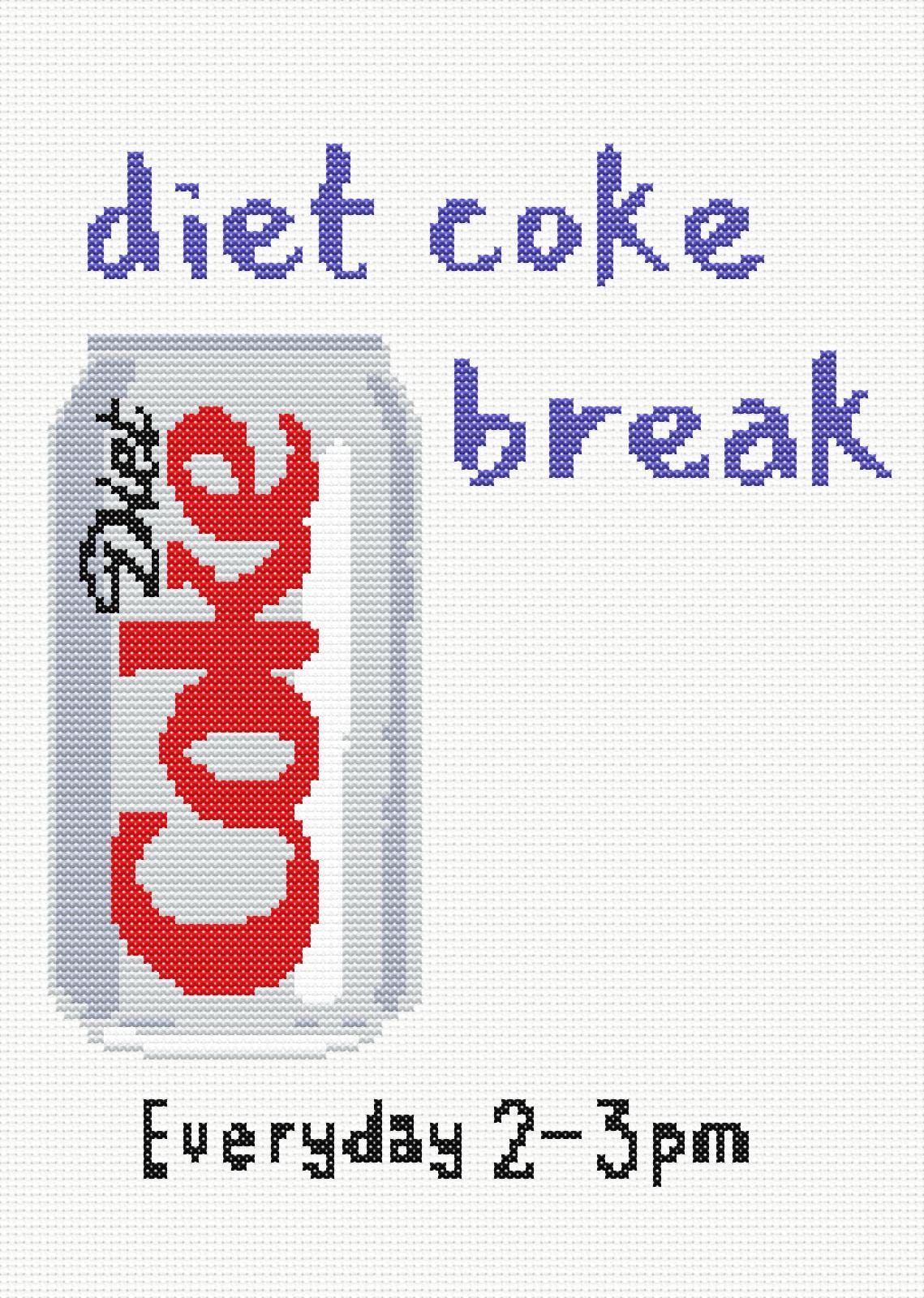 A4 Diet Coke Break - Cross Stitch Pattern - Digital Download - Modern ...
