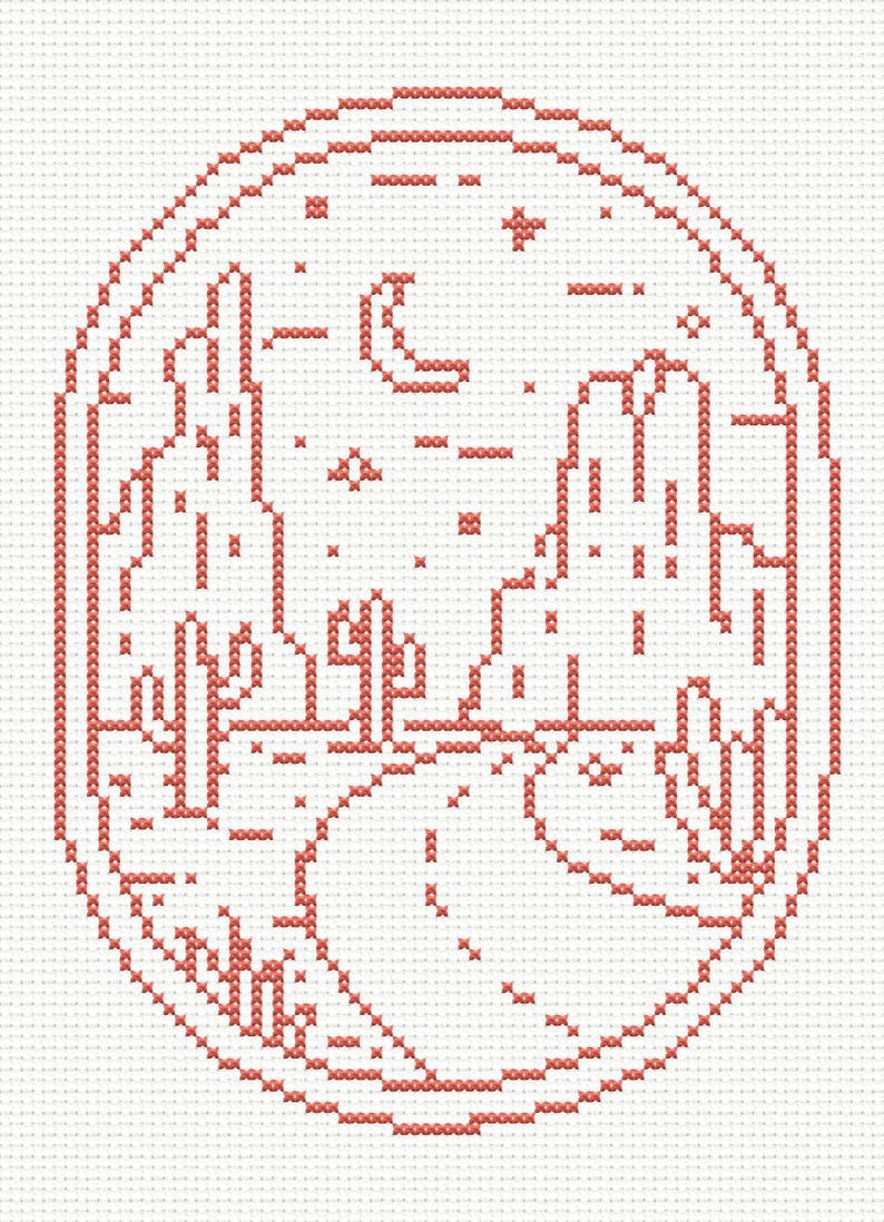 Desert Landscape Cross Stitch Pattern: Southwestern Art (PDF) - Etsy