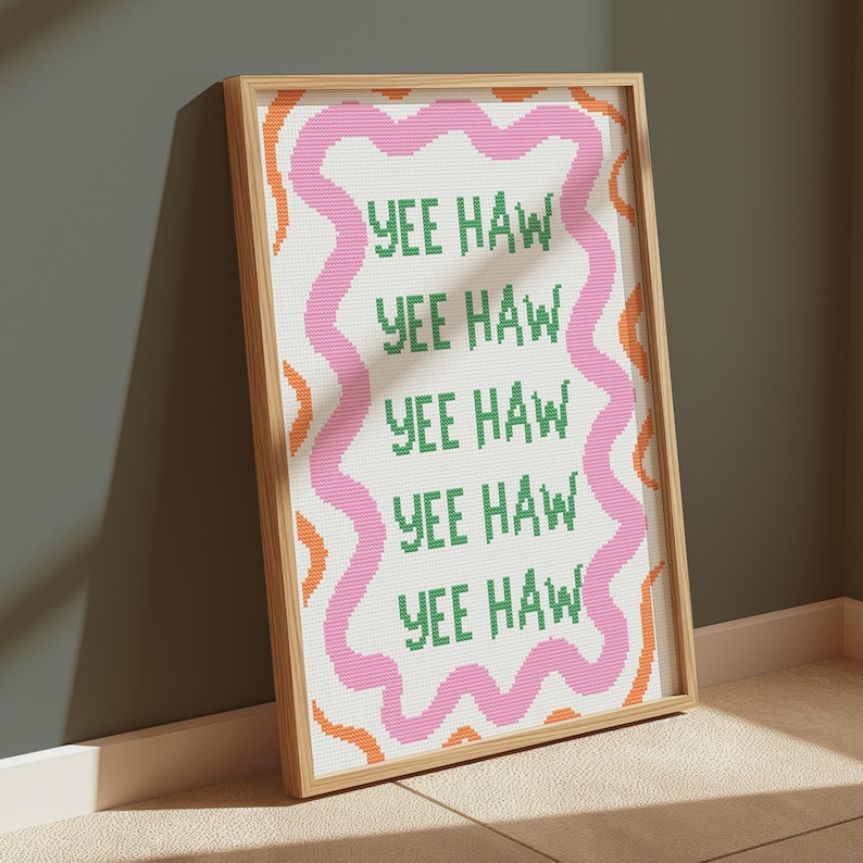 A4 Yee Haw Cross Stitch Pattern | Fun Western Decor | Instant Download ...