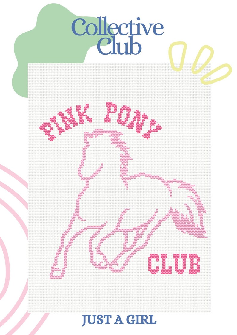 A4 Pink Pony Club Cross-stitch Pattern | Chapell Roan Lyrics PDF ...