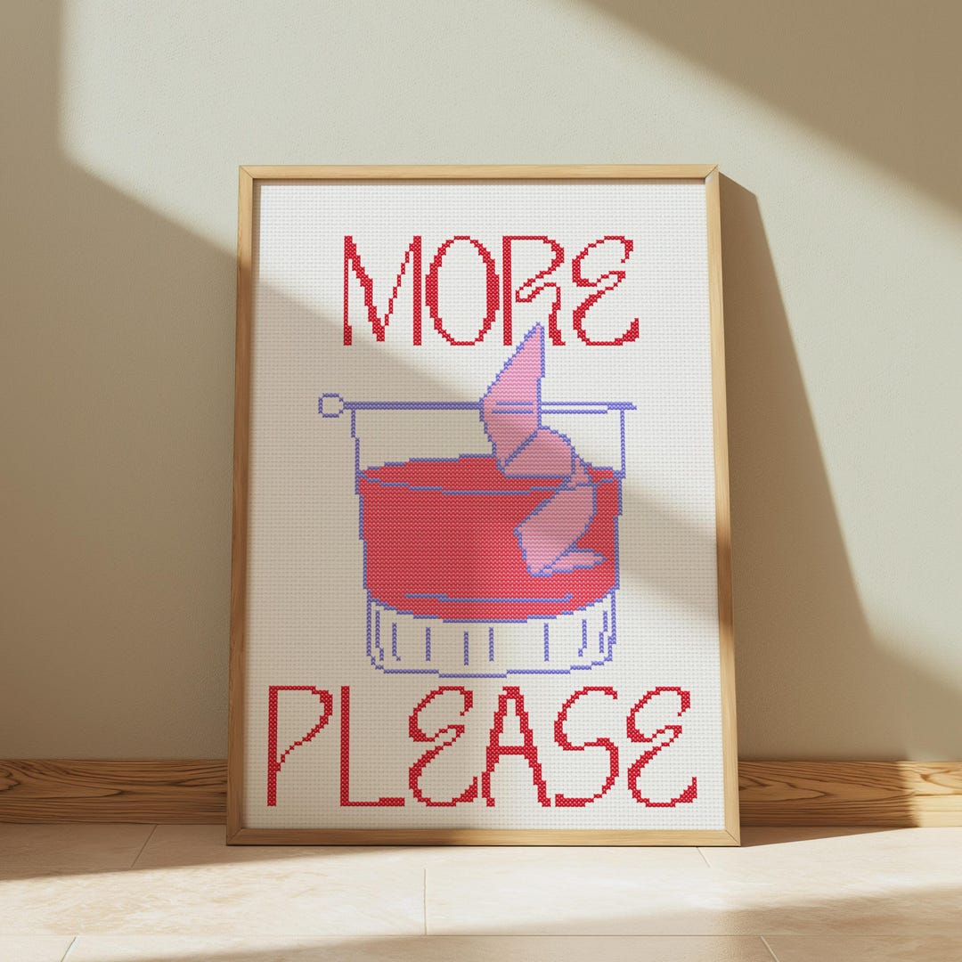 A4 Sassy Sips: More Please Cocktail Cross-stitch Pattern - Modern Art ...