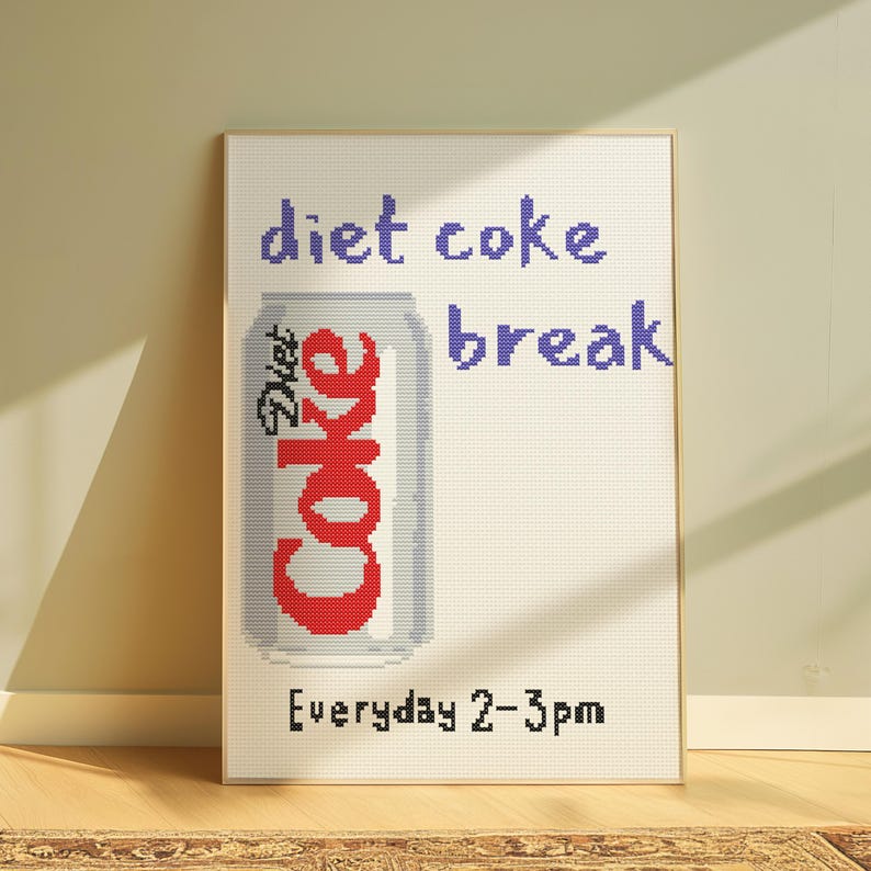 A4 Diet Coke Break - Cross Stitch Pattern - Digital Download - Modern ...