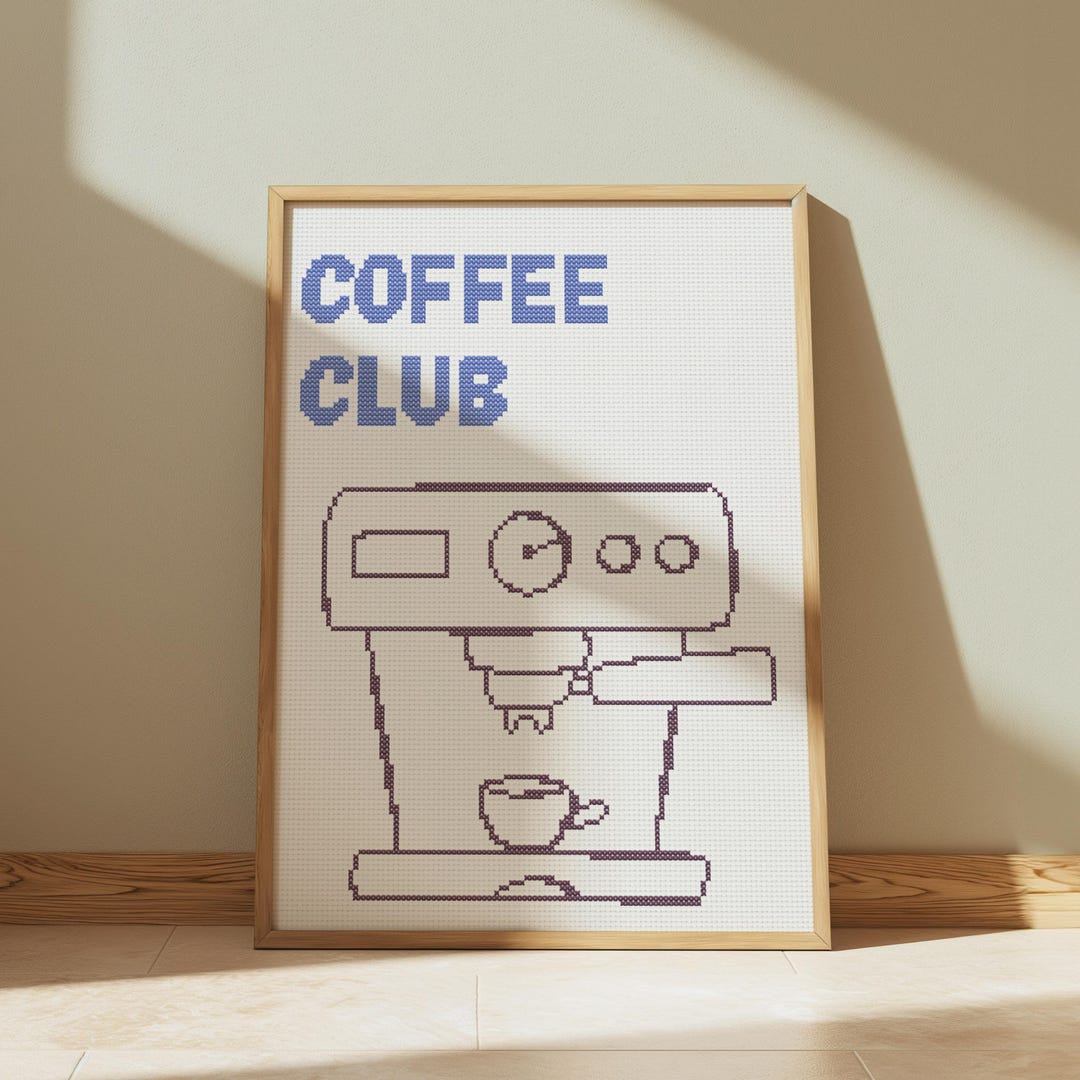 A4 Coffee Club Cross-stitch Pattern | A4 Kitchen Embroidery PDF ...