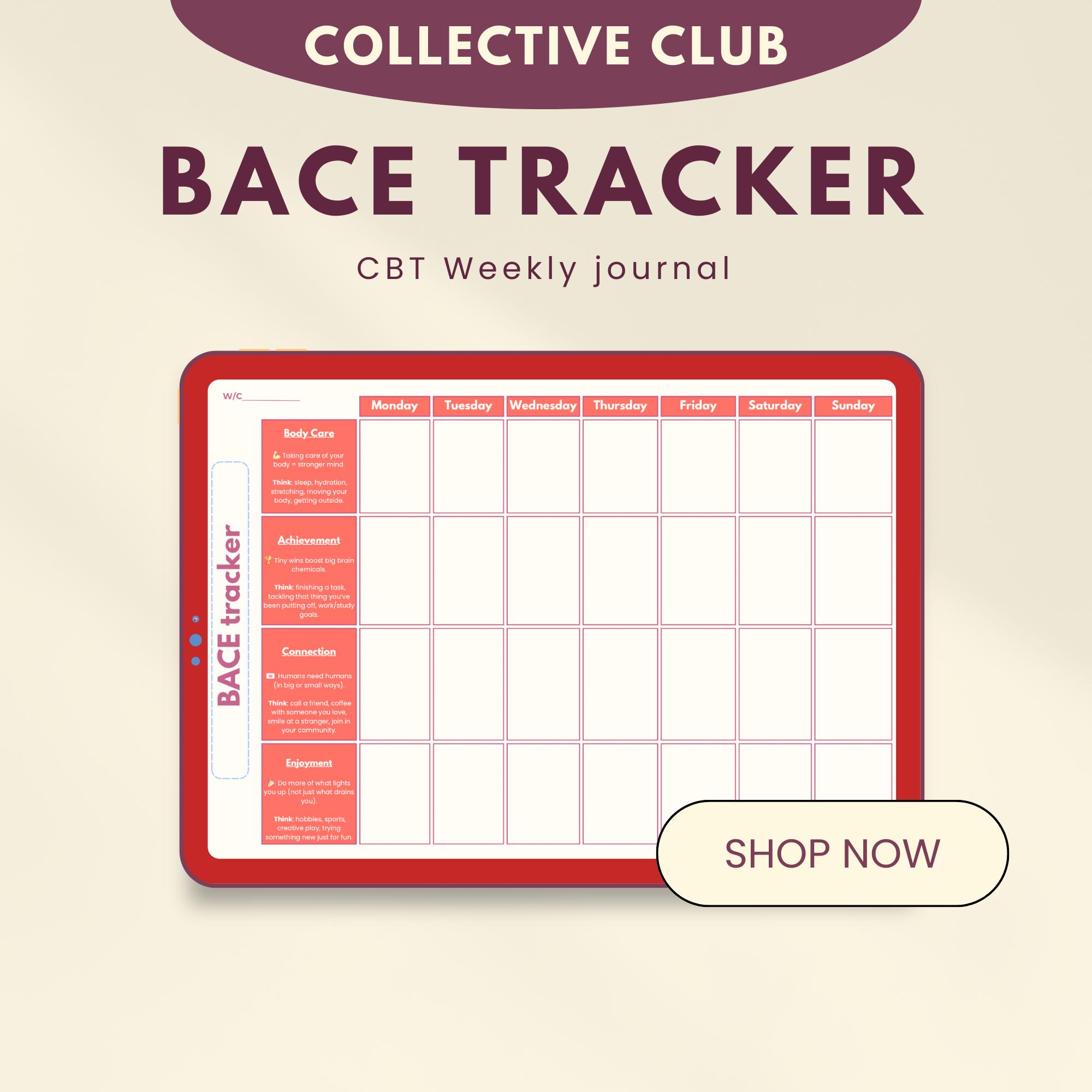 BACE Tracker Printable: CBT Self-care Worksheet (weekly PDF Download A4 ...
